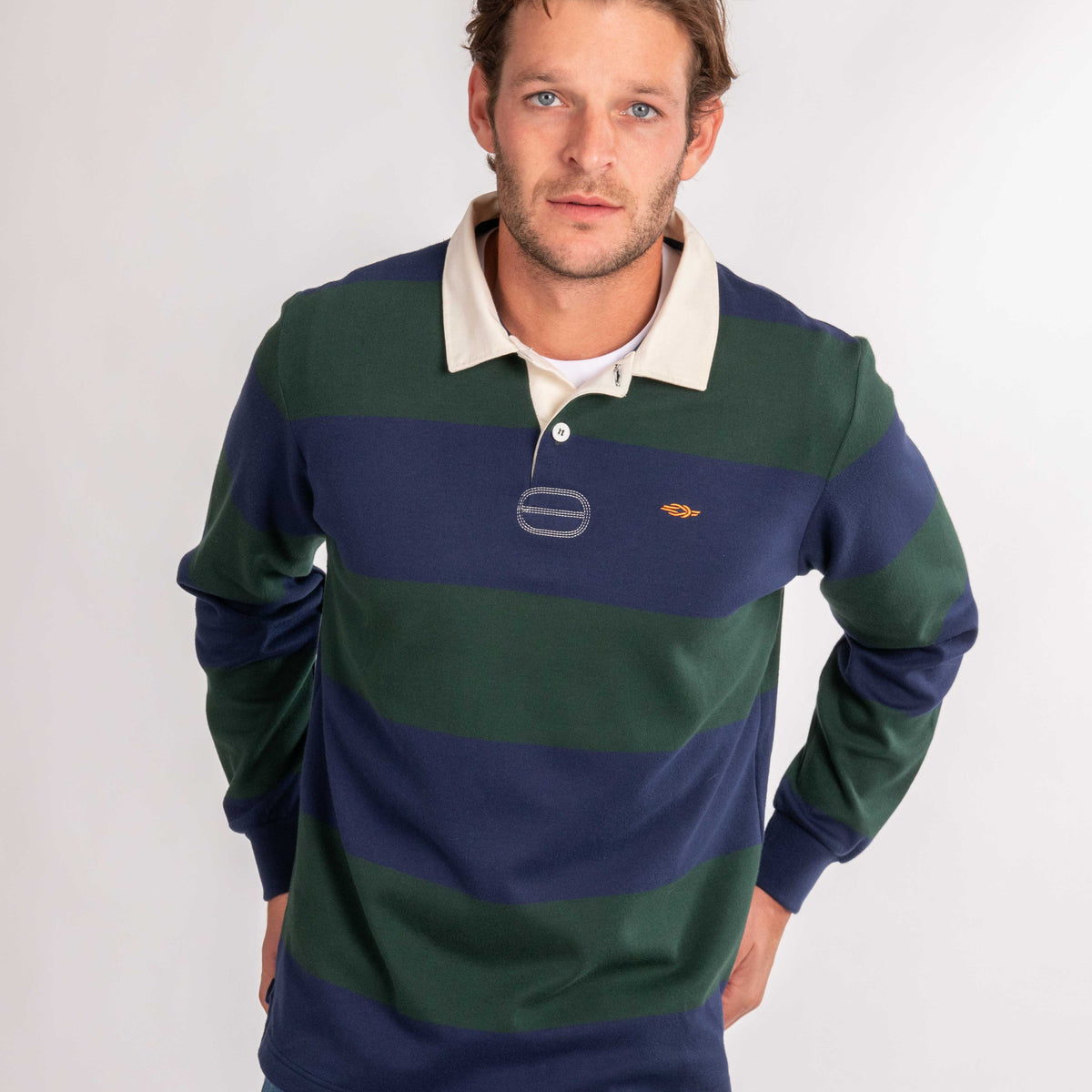 Woodbury Green & Blue Striped Rugby – ReefKnots