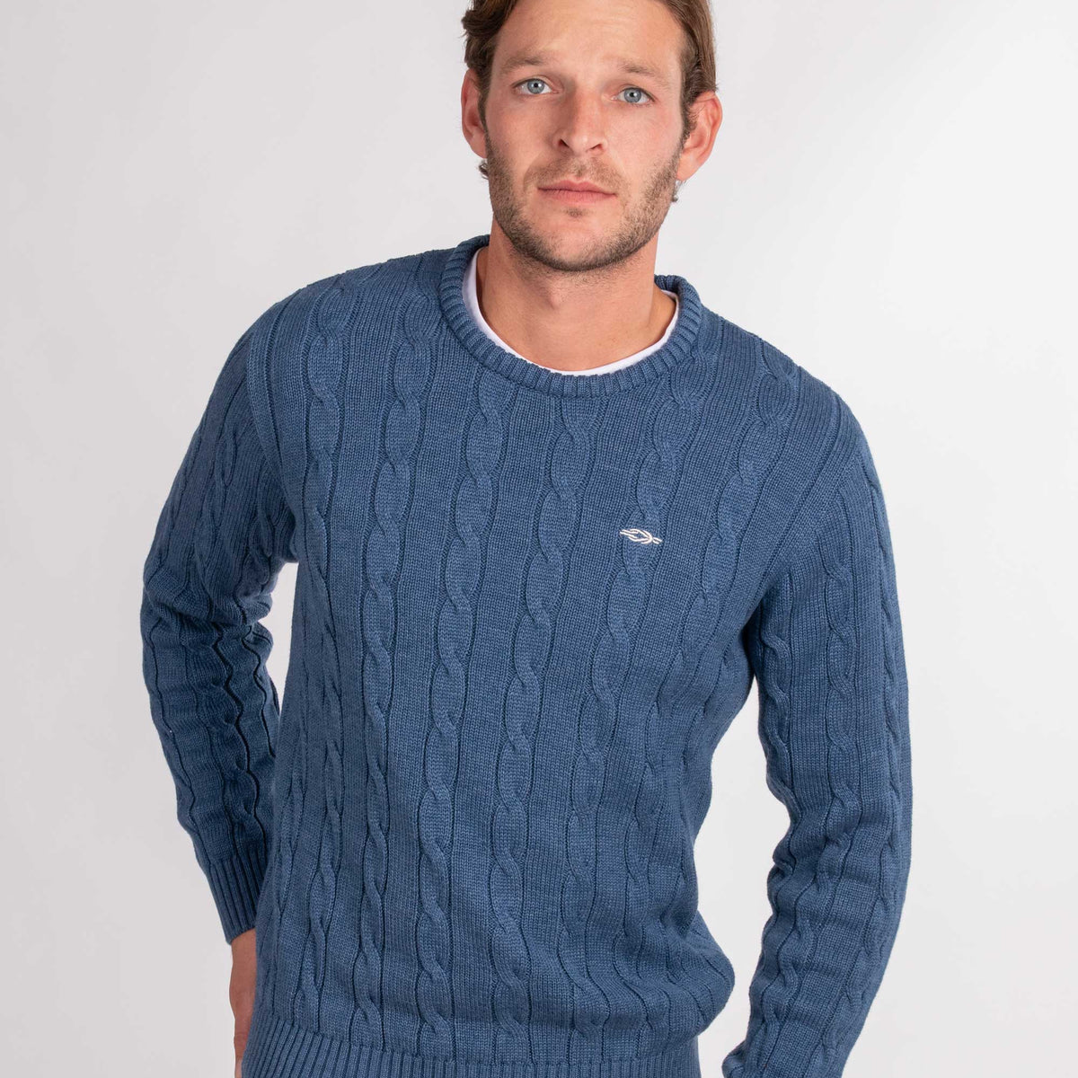 Mid Blue Aubrey Cable Knit Jumper – ReefKnots