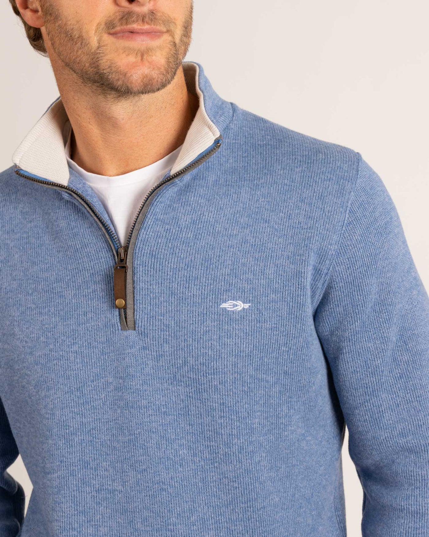 Mid Blue Quarter Zip (Cream Contrast) – ReefKnots