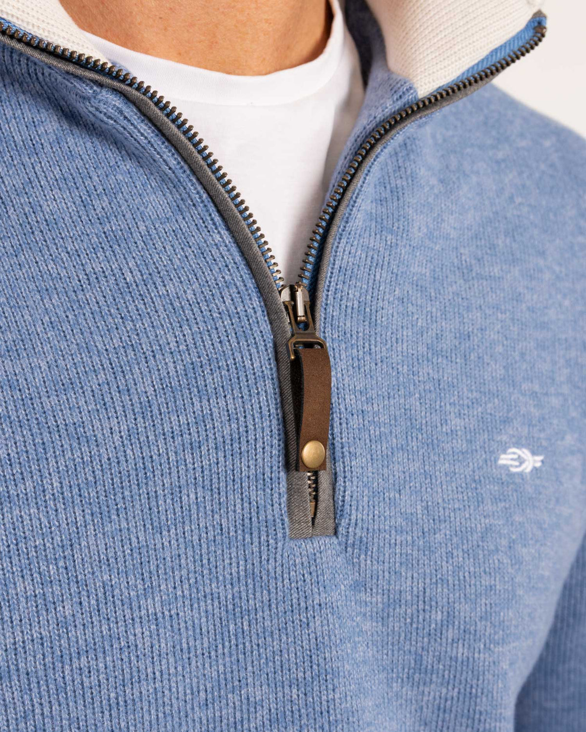 Mid Blue Quarter Zip (Cream Contrast) – ReefKnots