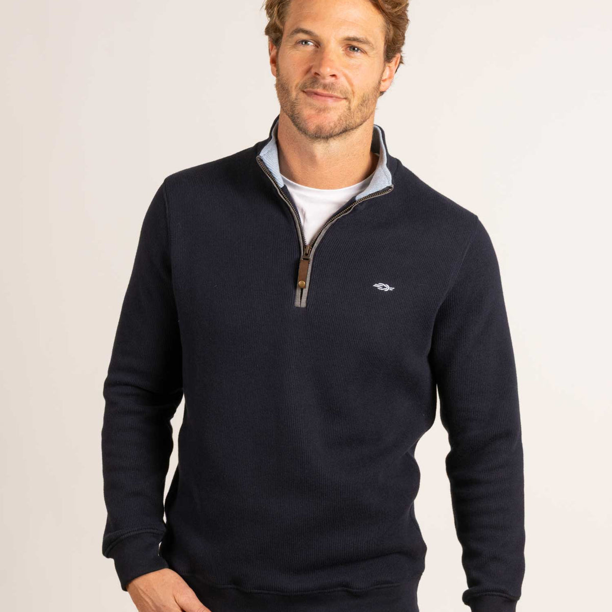 Navy Blue Quarter Zip (Light Blue Contrast) – ReefKnots